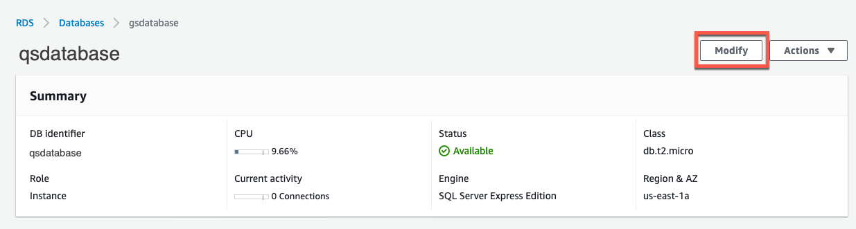 使用 Amazon QuickSight 在 Amazon RDS for SQL Server 中可视化数据